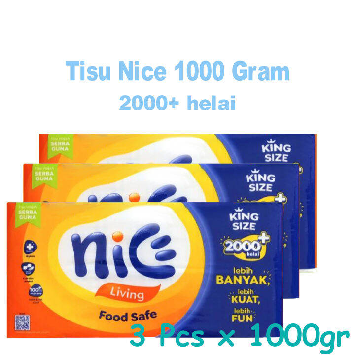 tissue tisu wajah nice 1000 gram 2 ply ( 1 KG 3 PACK ) / NICE FACIAL ...