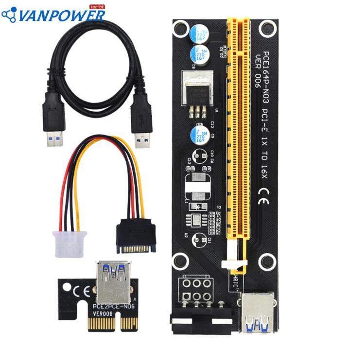 PCIe Riser VER006 PCI-E 1x to 16x Adapter Extender 15-Pin to 4 Pin ...