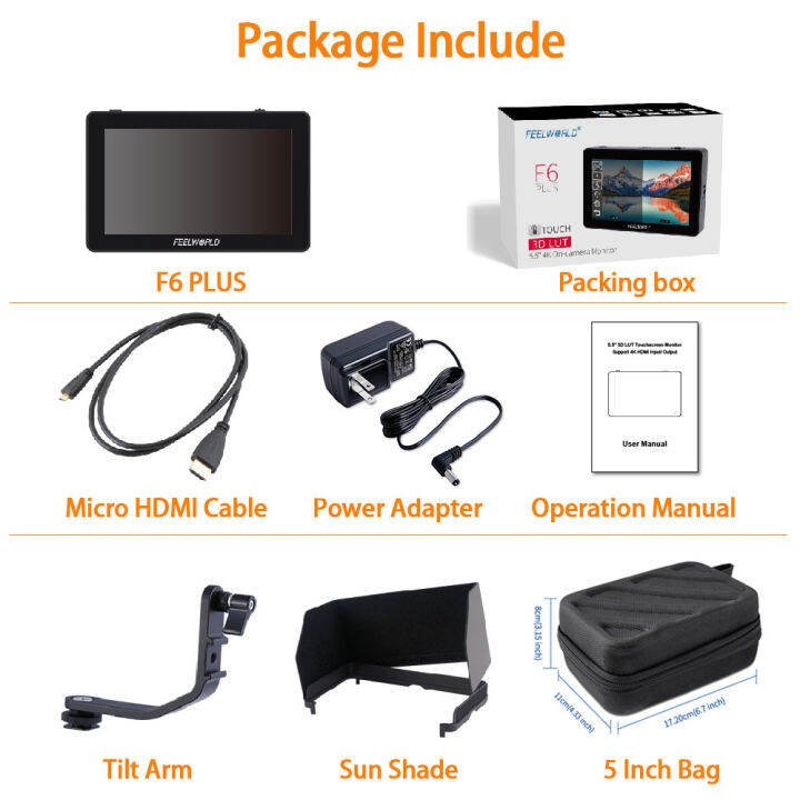 Feelworld F6 PLUS V2 6นิ้ว4K กล้องเอชดีเอ็มไอเครื่องโทรทัศน์วงจรปิด ...