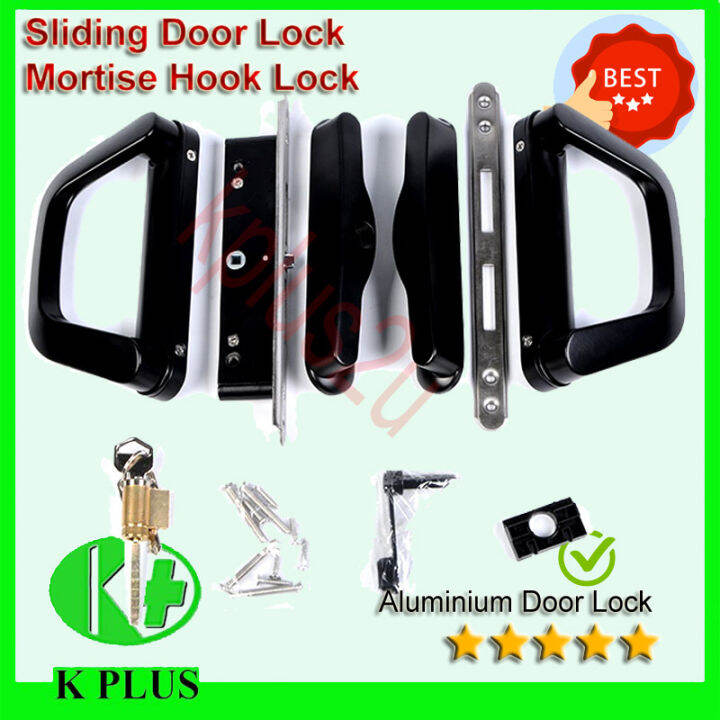 Aluminium Sliding door lock handle Mortise hook kunci gelongsor ...