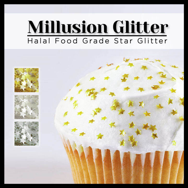 Millusion Edible Gold Glitter Star 2g -Cake Sprinkle / Sugar Ball ...