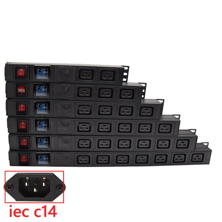 PDU Power Strip 2/3/4/5/6/7 Way AC Socket Surge Protection Break Switch Aluminum alloy shell C14 ...