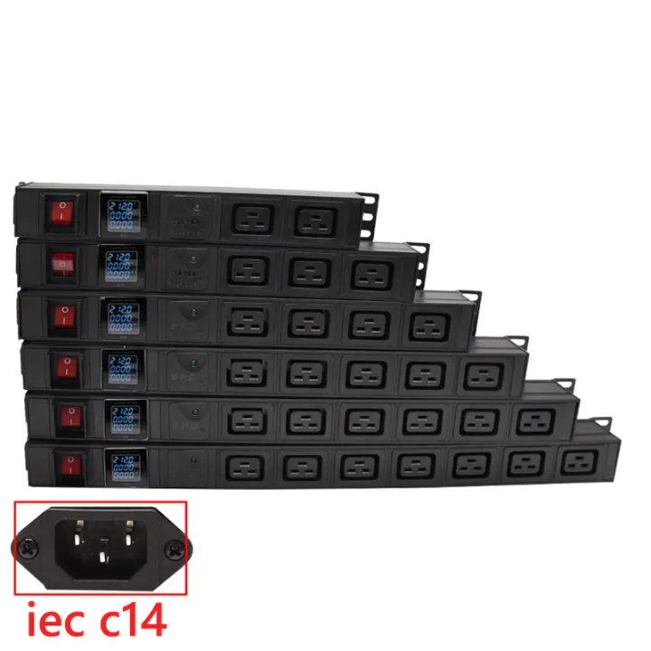 PDU Power Strip 2/3/4/5/6/7 Way AC Socket Surge Protection Break Switch Aluminum alloy shell C14 ...