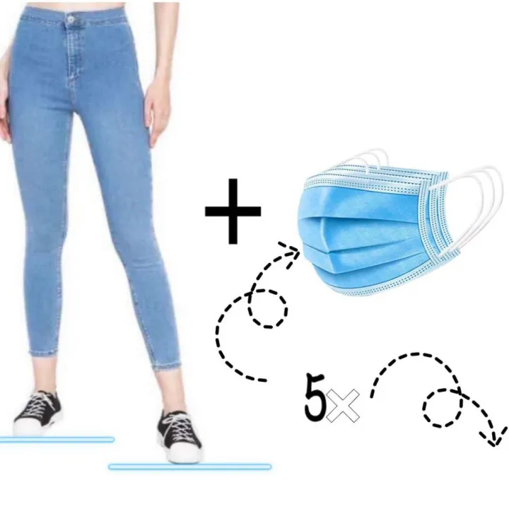 [FREE MASK] 3 PLY FACE MASK 5 pcs High waist Skinny jeans stretchable ...