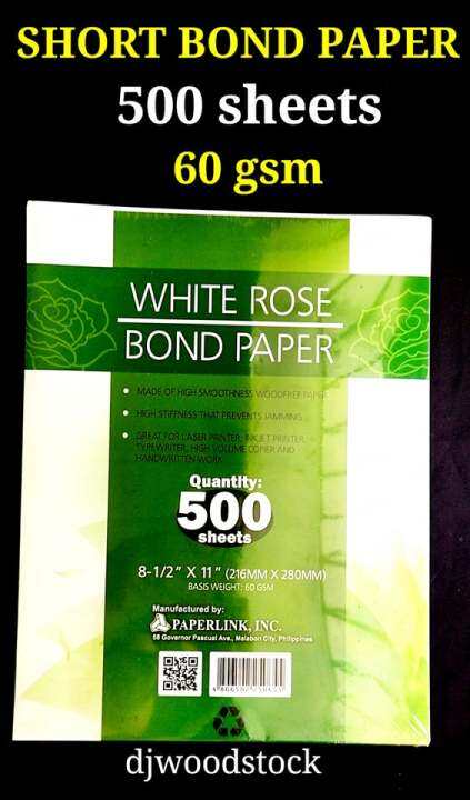 WHITE ROSE SHORT BOND PAPER 500 SHEETS | Lazada PH