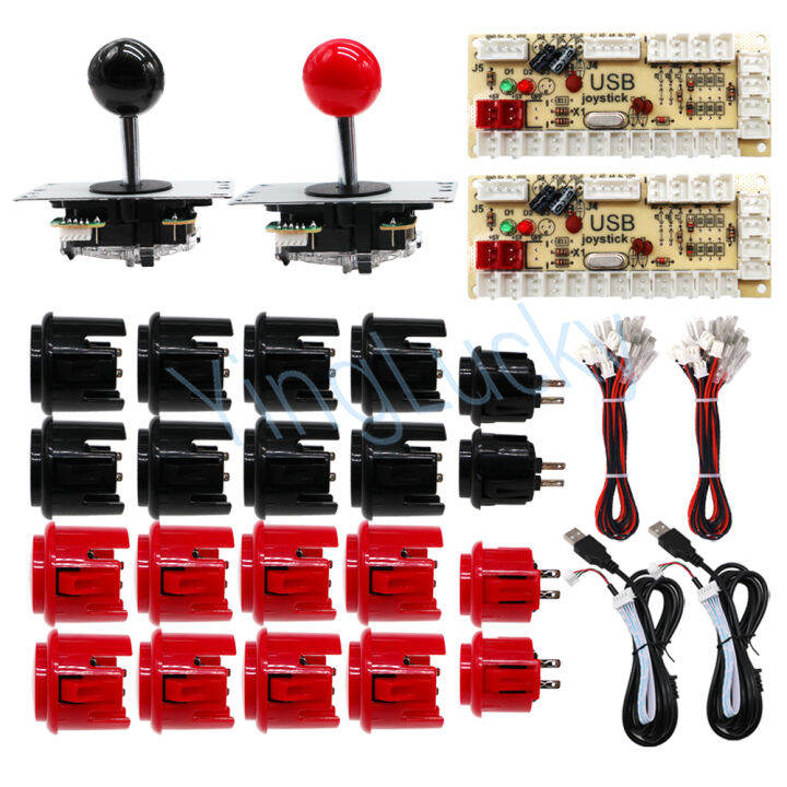 2 Player Arcade Button Joystick DIY Controller Kit for Windows and Raspberry Pi, 5 Pin 8 Way ...