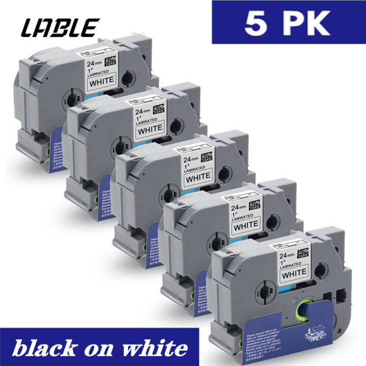 LABLE 5PCS Labels Tape 24mm*8m TZe-251 Black on White Laminated TZ ...