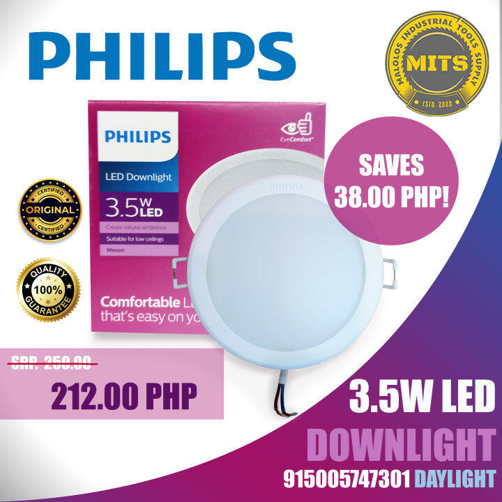 PHILIPS LED Downlight Meson 3.5W, 5W & 9W DAYLIGHT and TRI-COLOR | Lazada PH