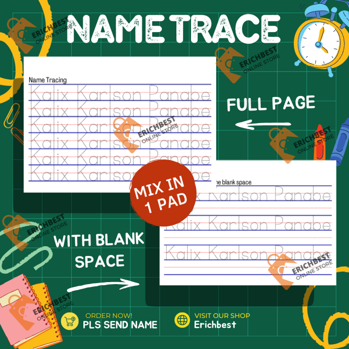Name Tracing Pad for Kids Kinder Preschool, practice and learn writing ...