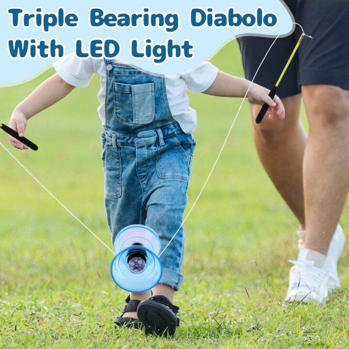 5สีทริปเปิลแบริ่ง Diabolo กับไฟ LED ขึ้นของเล่นโยโย่จีน Juggling ...