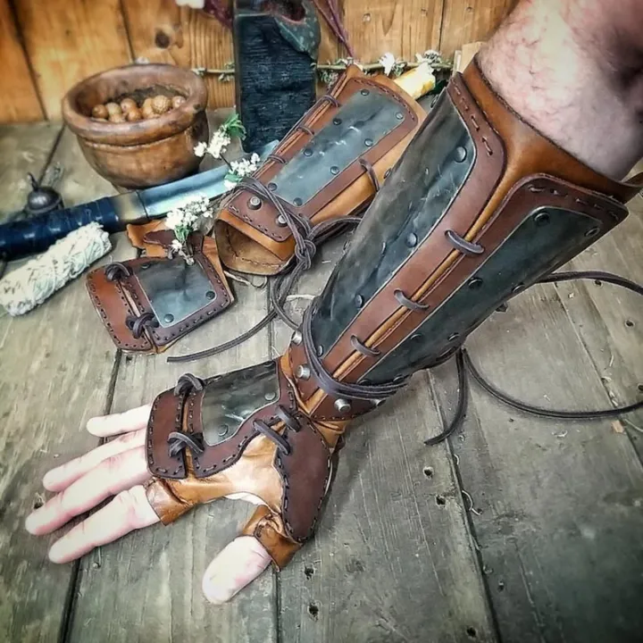 Medieval Steampunk Ronin Samurai Leather Arm Armor Bracer Viking Pirate ...