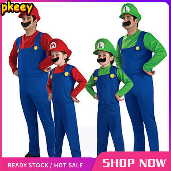 Kids Halloween Costumes Super Mario Luigi Brother Clothes Children ...