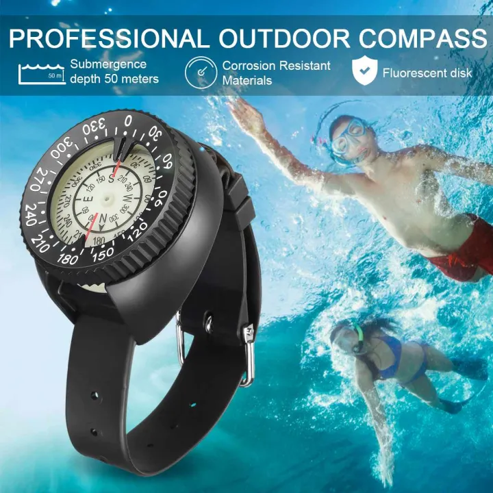 Outdoor Diving Compass Waterproof Digital Watch Mini Wristwatch Scuba ...
