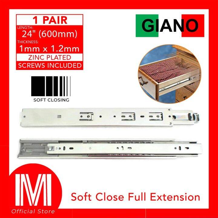 Ball Bearing Soft Close Full Extension 24 Drawer Slide Guide for ...