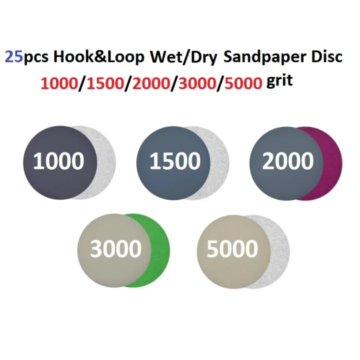 Toolstar Sanding Disc Round Paper 25pc Wet/Dry 1000 1500 2000 3000 5000 ...