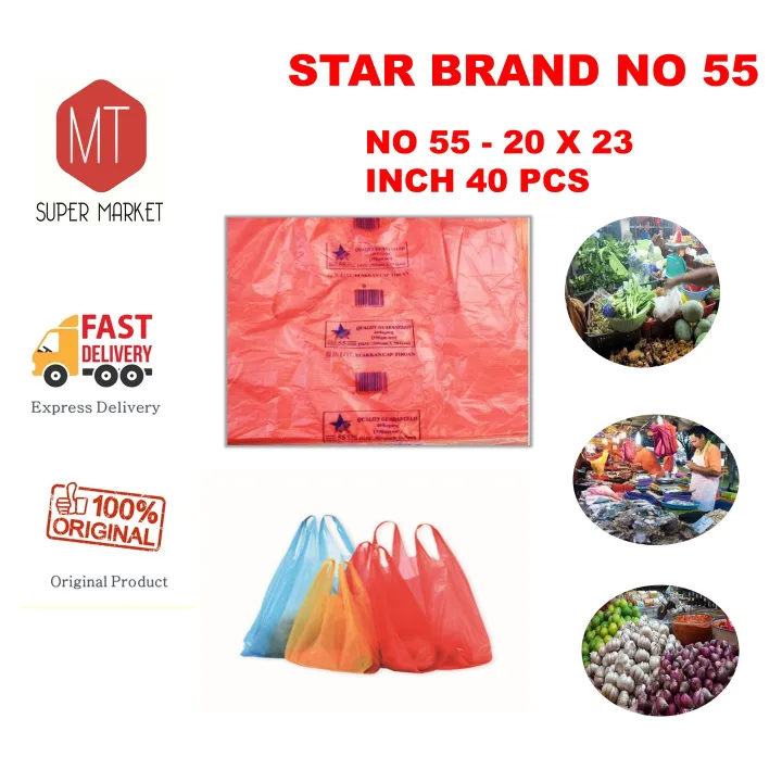 PLASTIC BAG 40pcs 背心袋 size : 508mm x 584mm (No 55) / Plastic Tangkai No ...