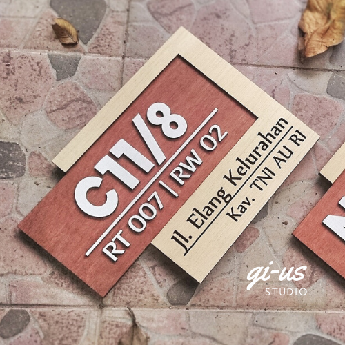 30x22cm | papan alamat & nomor rumah modern unik kayu laser gravir ...