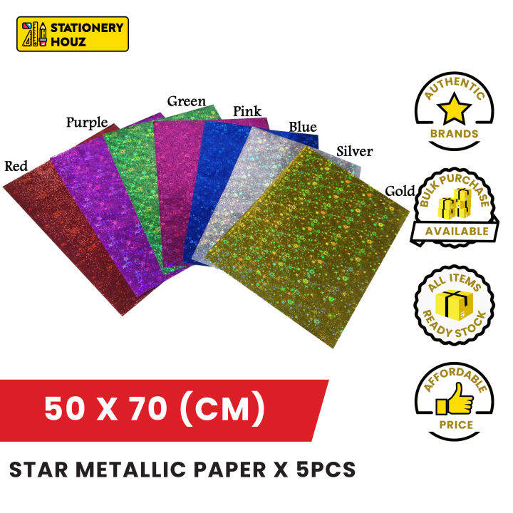 Stationery Houz 5ps Star Metallic Paper 50cm x 70cm Gift Wrapper ...