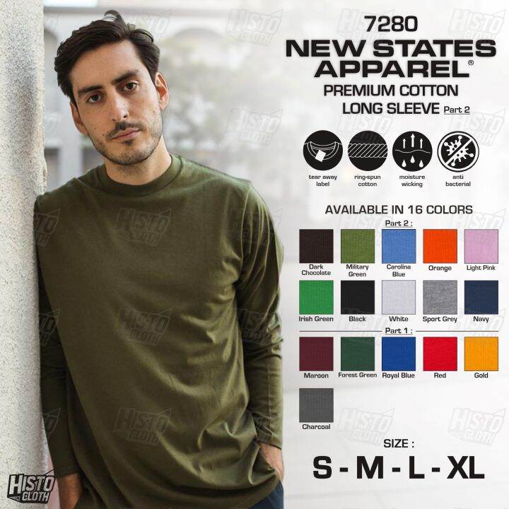 Kaos Polos NSA Premium Cotton 7280 Long Sleeve / Lengan Panjang New ...