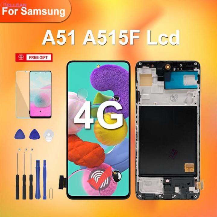 1 unit Super Amoled 6.5 inci A51 4G paparan untuk Samsung Galaxy A51 LCD Touch Panel kaca ...
