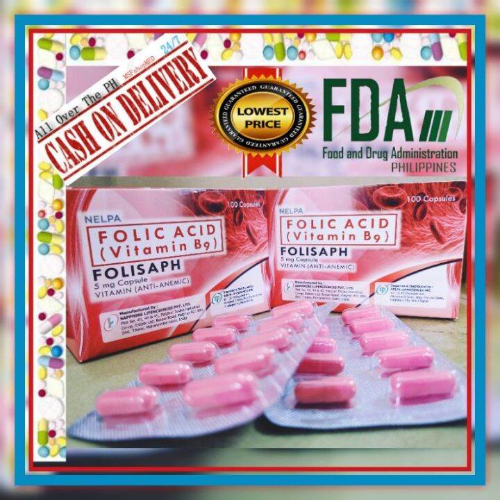 Hot FOLISAPH FOLIC ACID VITAMIN B9 5mg Caps. (Anti-Anemic) | Lazada PH