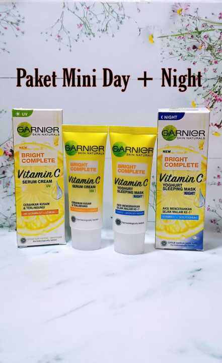 Paket Mini Garnier Bright Complete Vitamin C Serum Cream Day + Night ...