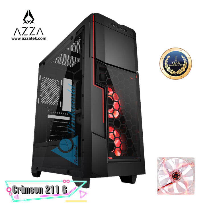 AZZA Mid Tower Gaming Computer Case Crimson 211 – Black | Lazada.co.th