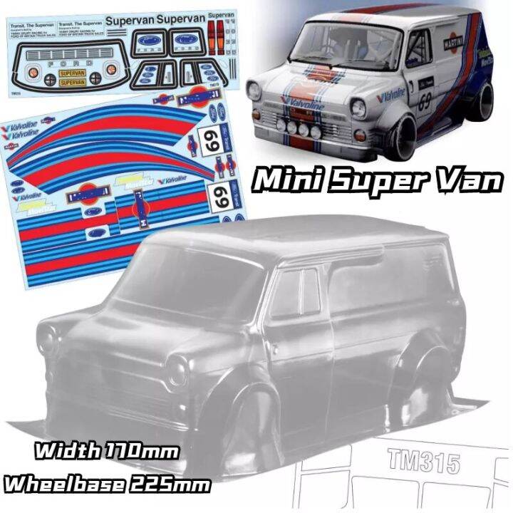 1/10 M Car Mini Super Van RC PC Shell Body 225Mm Wheelbase Transparent ...