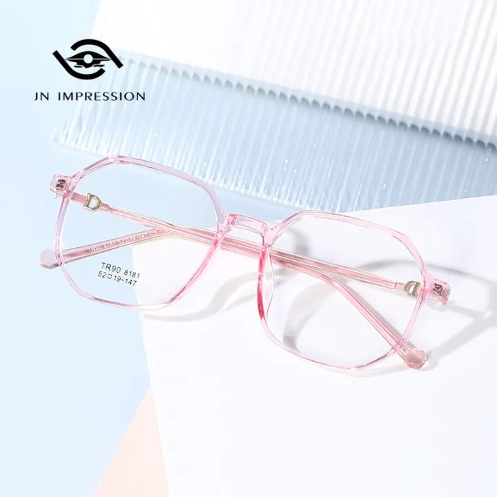 JN IMPRESSION Tiktok แว่นตาสีดำสำหรับผู้ชาย,แว่นแฟชั่นสไตล์เรขาคณิตสามมิติน้ำหนักเบาพร้อมกรอบสี ...