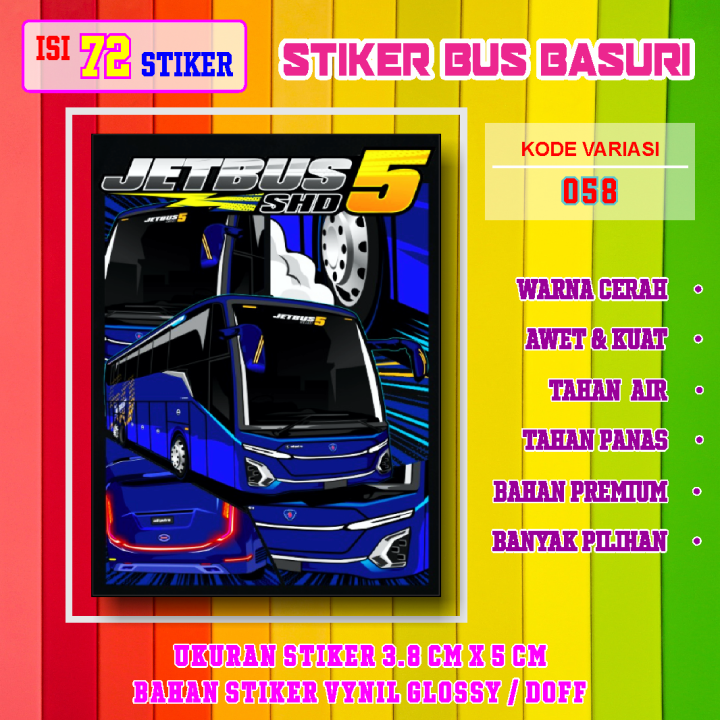 stiker bus basuri JETBUS 5 [058] isi 72 pcs warna cerah awet jelas ...