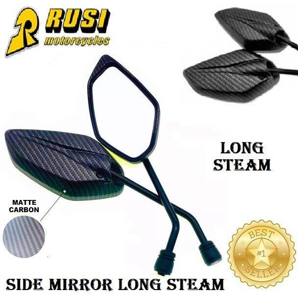 RUSI classic 250 | Motorcycle Side Mirror Long Steam | Black Carbon ...
