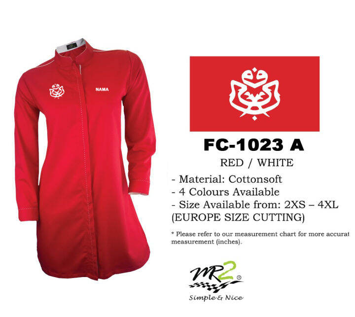 Muslimah Baju Korporat Umno Lengan Panjang Warna Merah (LOGO UMNO) FC ...