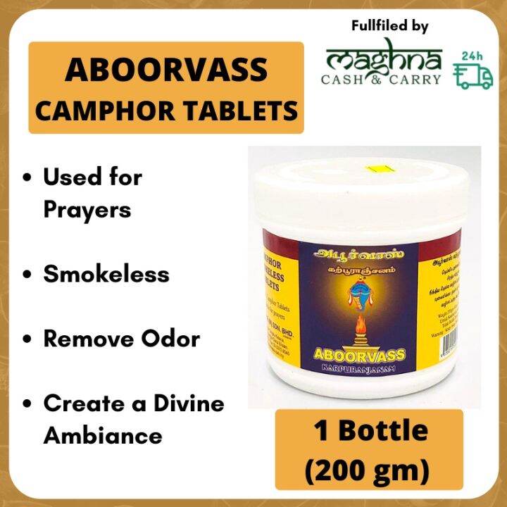 Aboorvass Karpuranjanam Smokeless Sudam Camphor Tablets (Kapor Barus ...