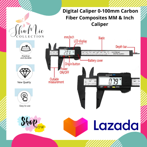 Digital Caliper 0-100mm Carbon Fiber Composites MM & Inch Caliper ...