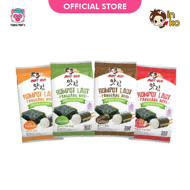 Inko Gim Snack 10g Camilan Rumput Laut Kering Rasa Balado Asin Pedas ...