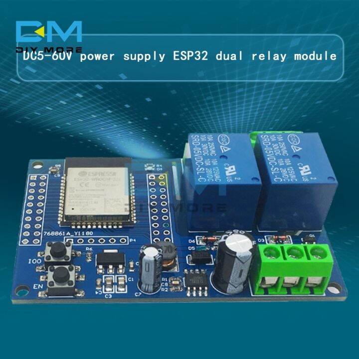 DC 5-60V โมดูลรีเลย์ WIFI แบบสองช่องสัญญาณ ESP32-WROOM Development Board สําหรับ ESP32 / Smart ...