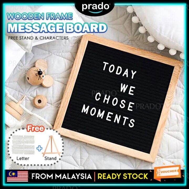 PRADO MALAYSIA Wooden Frame Message Board DIY Set Changeable Letter ...