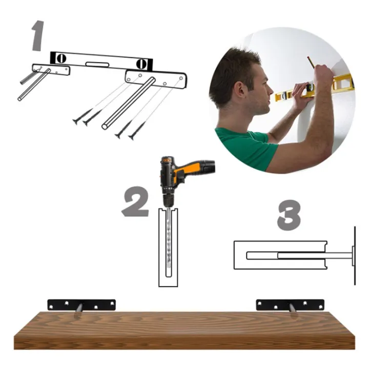 KIOHFUB 2 Colors T Shape Screw Mounting Plate Multi Sizes Wall Shelves ...