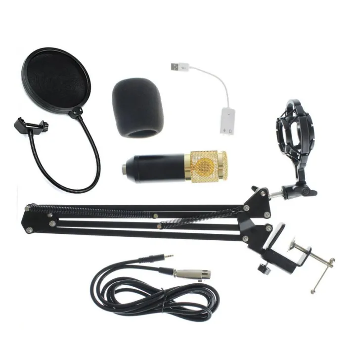 Hot Condenser Mic Kit Studio Suspension Boom Arm Sound Card Recording ...
