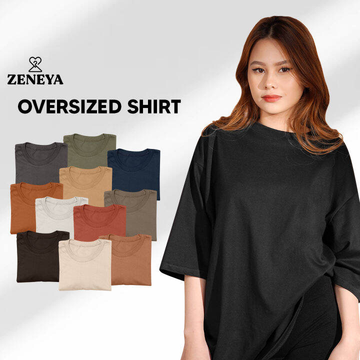 Zeneya Plain Oversized Shirt Tshirt For Women Neutral Earth Colors ...