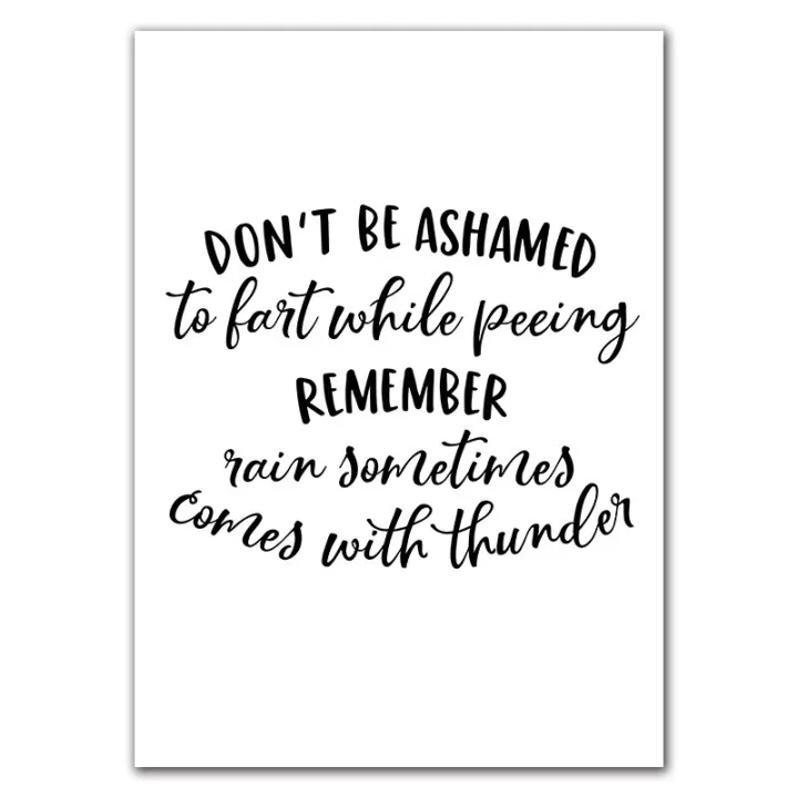 Black and White Minimalist Restroom Sign Funny Bathroom Quote Wall ...