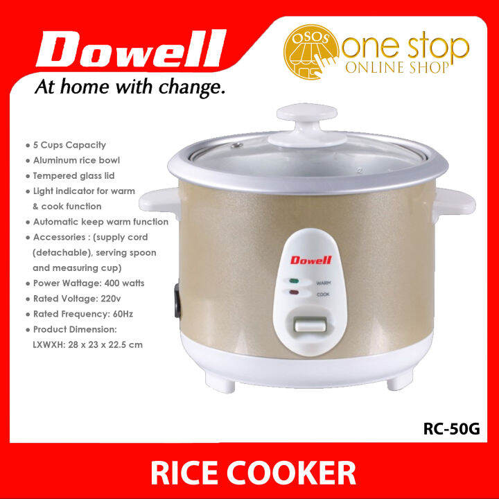 Dowell Original 5 cups Rice Cooker with Aluminum Rice Bowl RC-50G •OSOS ...