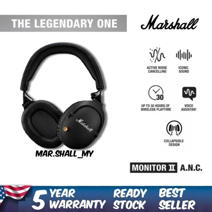 Marshall Monitor II ANC headphone Over-ear Headset Wireless Headset Plug-in | Lazada PH