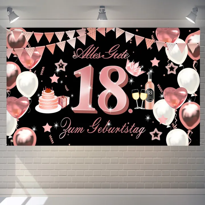18th Birthday Girl Banner Decoration, Rose Gold Banner Happy 18th ...