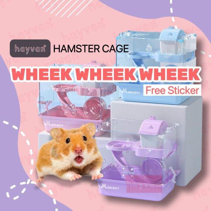 JONSANTY Hamster Cage Set Acrylic Chamber Habitat Syrian Hideout House ...