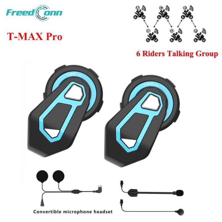 2Pcs FreedConn TMAX PRO Motorcycle Helmet Intercom 6 Riders Bluetooth ...
