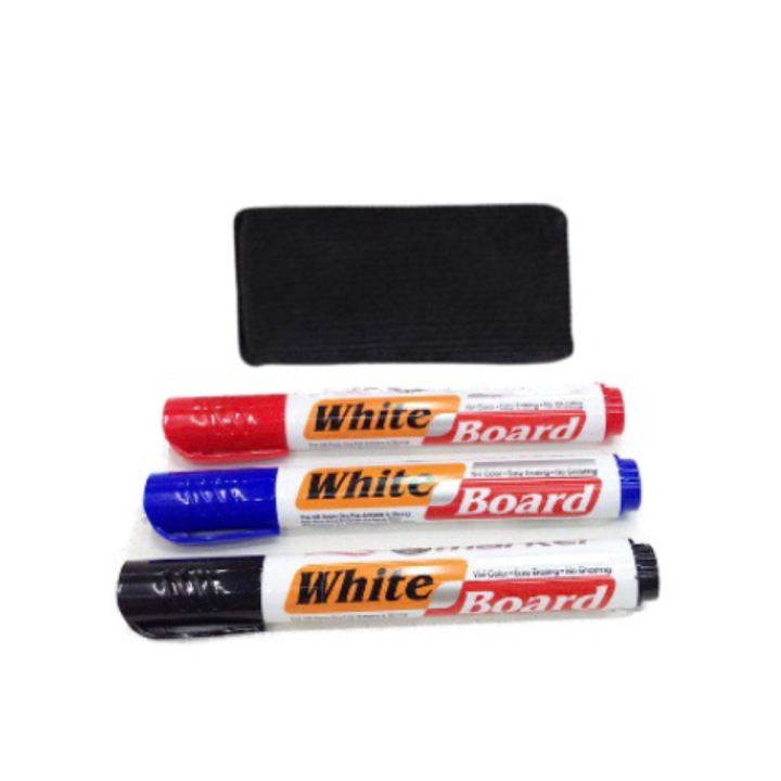Dry Erase White Board Markers Pens Set with Duster Cleaner Eraser ...