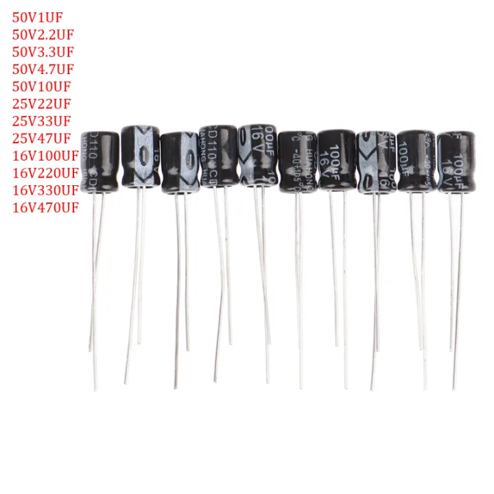 120pcs/Bag 12 Values 1uF-470uF Assorted Electrolytic Capacitors ...