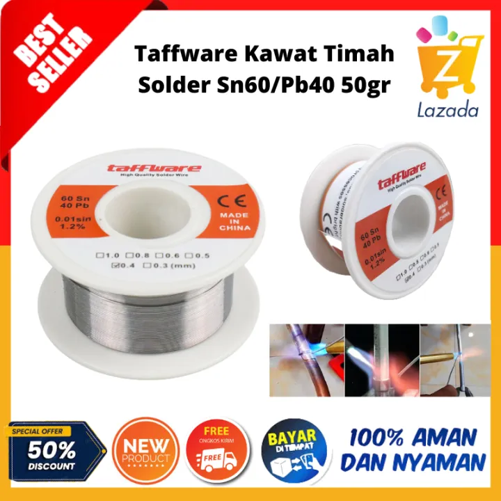 Taffware Kawat Timah Solder Sn60/Pb40 50gr / Kawat Timah Solder Listrik ...