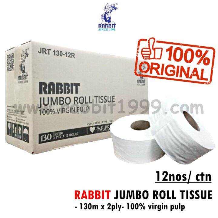 RABBIT JUMBO ROLL TISSUE - 2 ply (130m x 12nos/ ctn) - tisu tandas ...